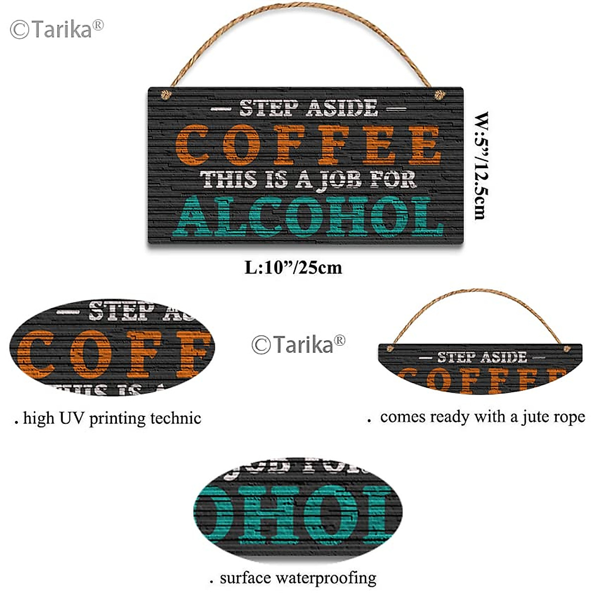 Step Aside Coffee This is A Job for Alcohol Iron Retro Look 5X10 Inch Decoration Crafts Hanging Sign for Home Bar Kitchen Bathroom Farm Garden Garage Inspirational Quotes Wall Decor