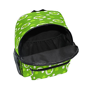 Lucky Clover St Patrick's Day Kids Backpack Boys Girls Toddler Bookbag for Elementary School Kindergarten Preschool Children Travel With Chest Strap