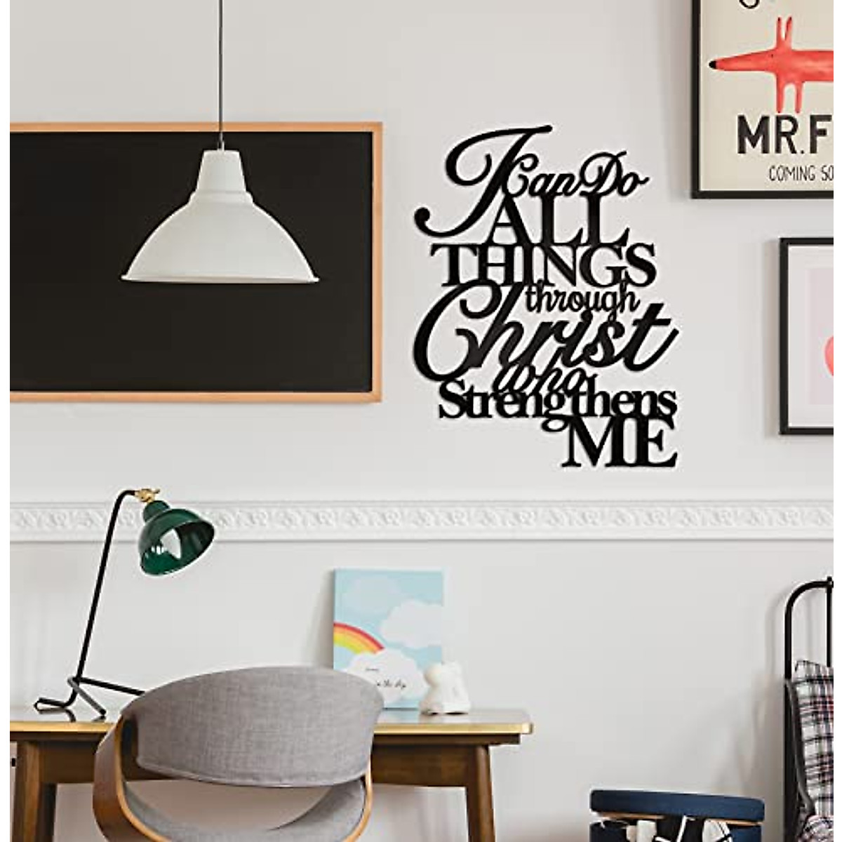 Vivegate I Can Do All Things Through Christ Metal Wall Art, 17"X13" Philippians 4 13 Christ Home Decor I Can Do All Things Through Christ Who Strengthens Me Religious Scripture