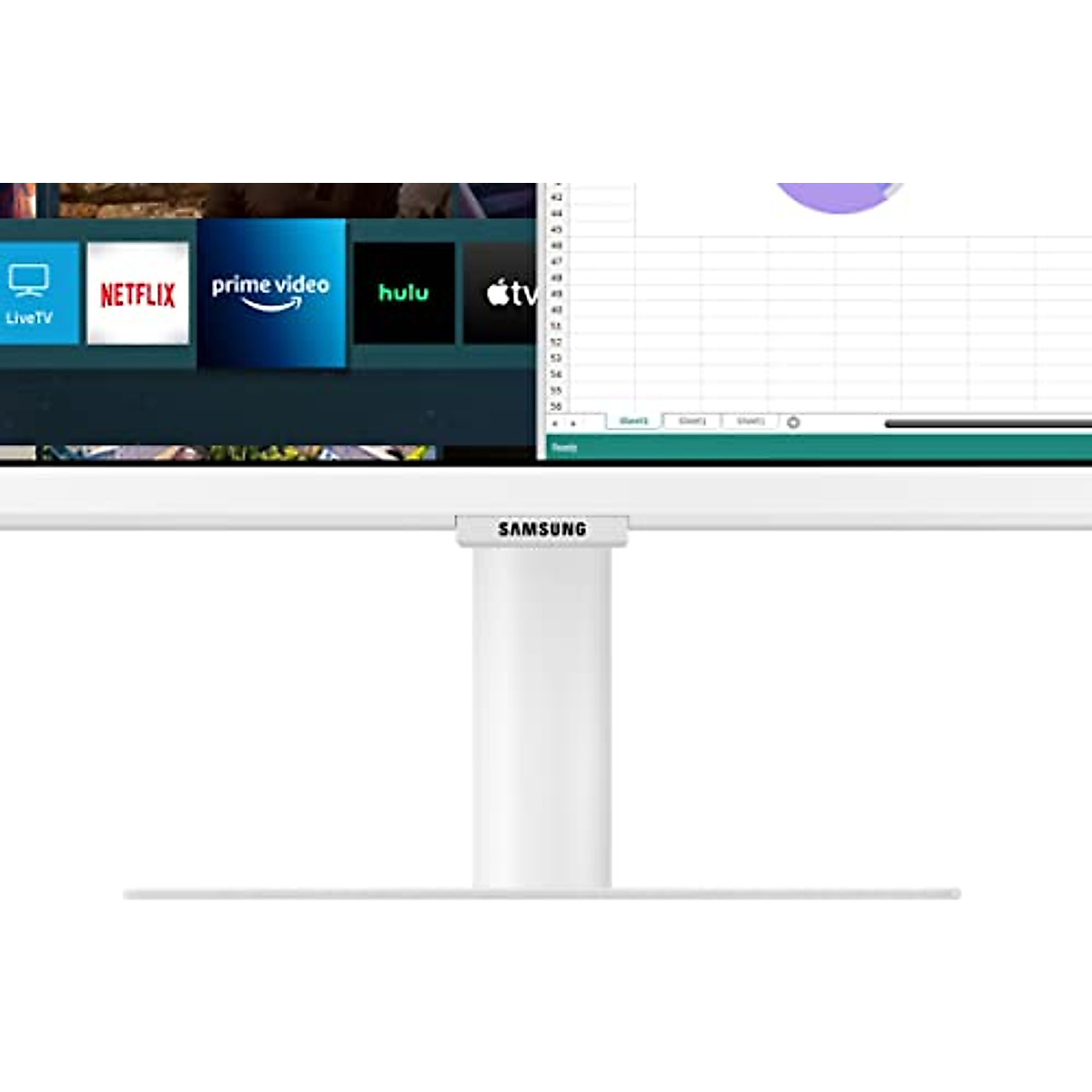 SAMSUNG 27" M50B Series FHD Smart Monitor w/Streaming TV, 4ms, 60Hz, HDMI, HDR10, Watch Netflix, YouTube and More, Slimfit Camera, IoT Hub, Mobile Connectivity, 2022, LS27BM501ENXZA, White