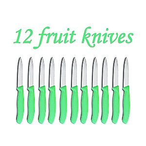 KitchenGear 12 Pcs Fruit Paring Knives - Knife Set of 12 - Small Kitchen Fruit Slicing Peeling Vegetable Tomato Knife 3.2" Inch Utility Small Straight Edge Spear Point - Best Gift Set