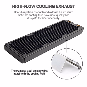 Dracaena 360mm - 28mm/1.1inch Thick Computer Radiator, 14 Tubes Copper Water Cooling Cooler for CPU Heat Sink - Liquid Heat Exchanger Dual G1/4 Thread