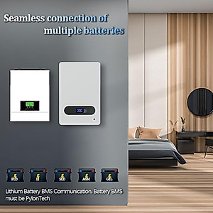 Y&H 3200W Solar Hybrid Inverter DC24V to AC230V,Off-Grid Pure Sine Wave Inverter with 80A MPPT Solar Charger+AC Charger,Max PV 3000W DC55-450V Input,fit for 24V Lead-Acid/Lithium Battery