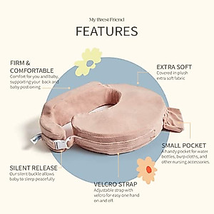 My Brest Friend Deluxe Nursing Pillow for Breastfeeding & Bottle Feeding, Enhanced Posture Support, Double Straps & Removable Extra Soft Slipcover, Soft Rose
