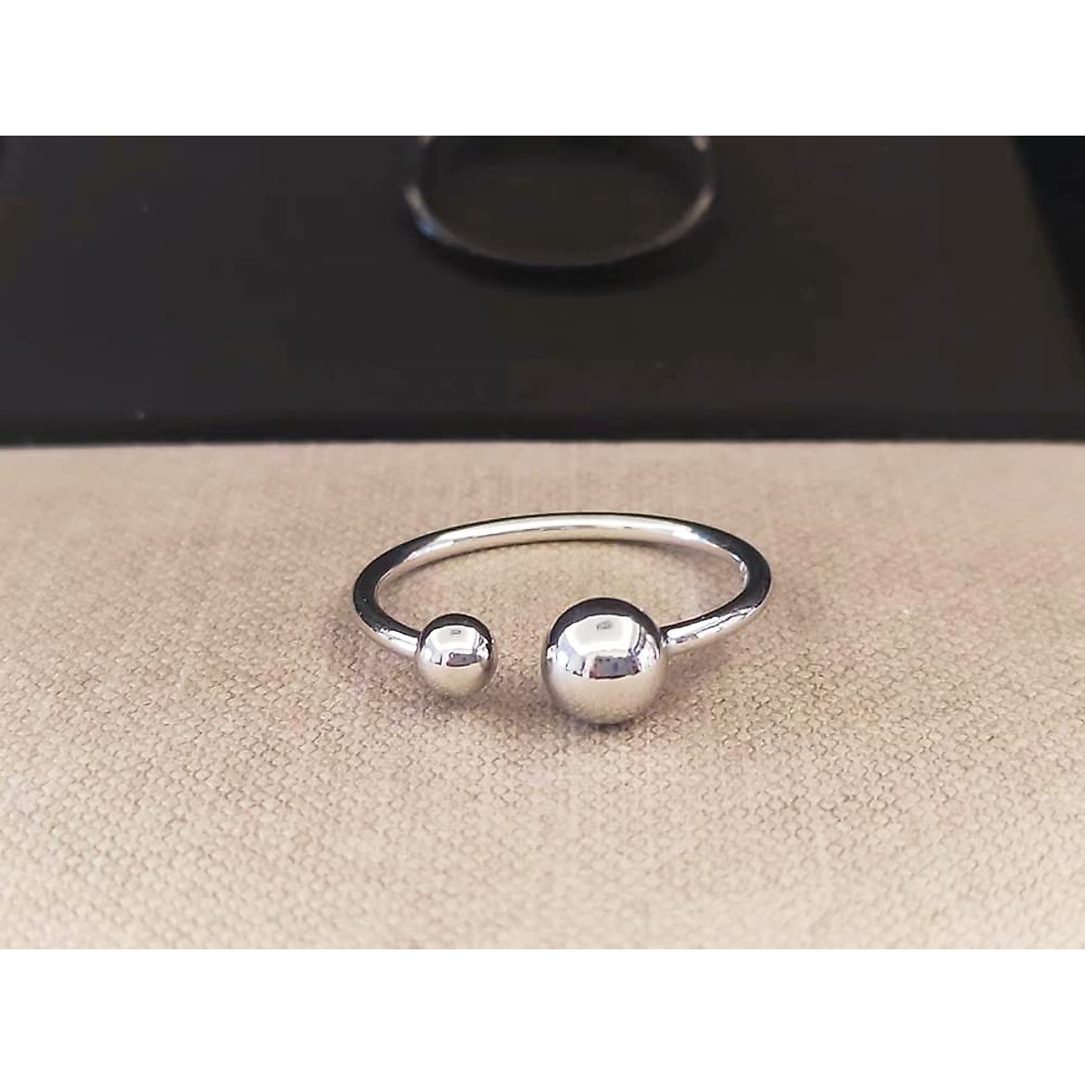 Minimalist Double Ball Bead Ring for Women Statement Expandable Open Rings Comfort Fit Fashion Lucky Christmas Birthday Jewelry