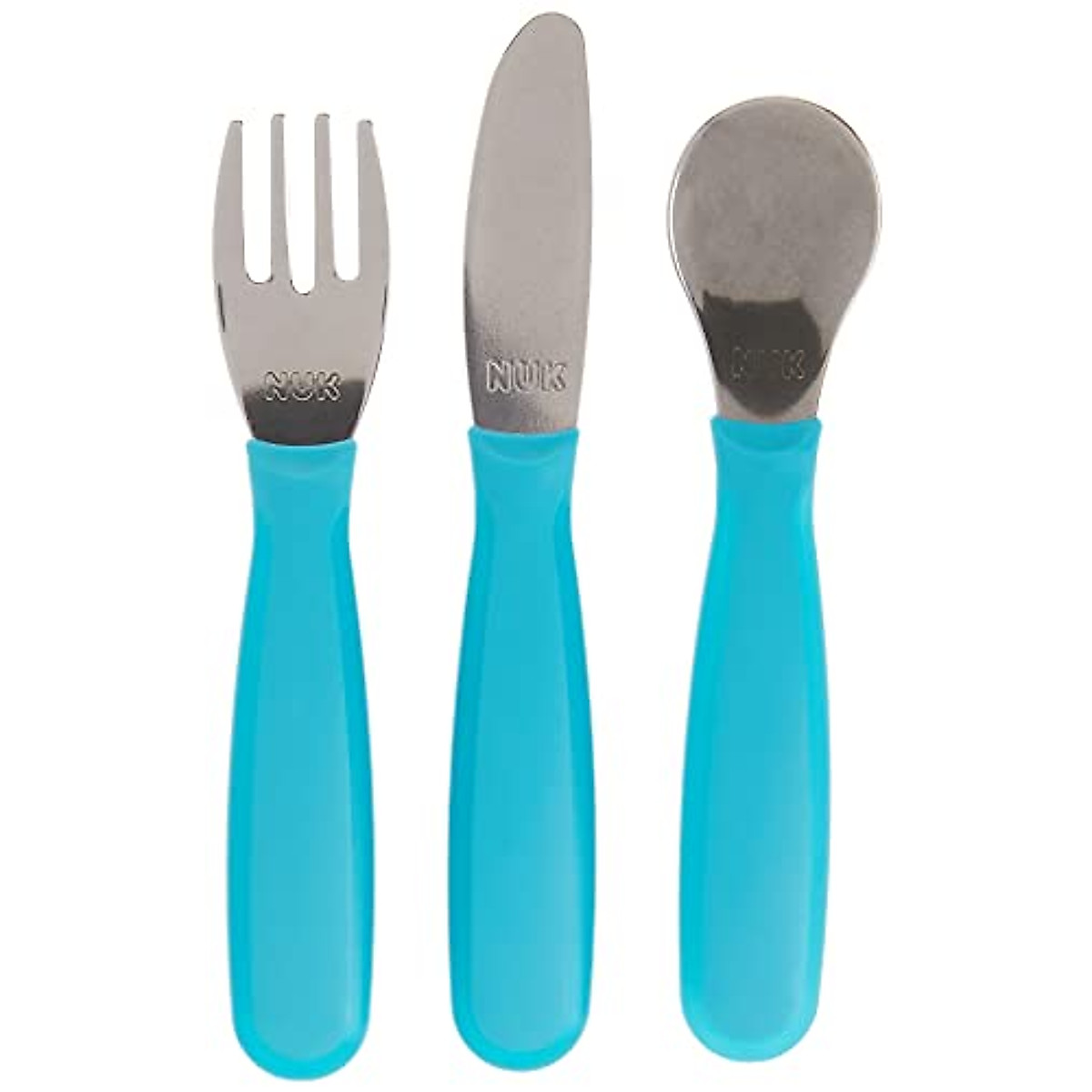 NUK Kiddy Cutlery Fork, Knife, and Spoon Set, 3 Pack, 18+ Months