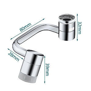 CONOB Extended Faucet Head, C Arm Faucet Aerator, 1080 Degree Rotation, 2 Water Outlet, 55/64” Female Thread, Brushed Brass Design for Bathroom Kitchen Bar Outdoor, Mother's Day Gift (Chrome)