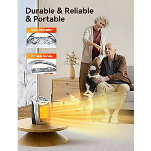 Portable Electric Space Heater with Thermostat, 1500W/750W Safe and Quiet Ceramic Heater Fan, Heat Up 200 Square Feet for Office Room Desk Indoor Use