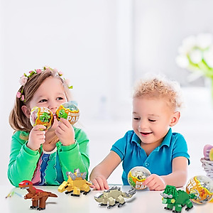 12Pcs PreFilled Easter Eggs with Dinosaurs Building Blocks, Surprise Eggs Dinosaur Toys for Kids Easter Eggs Hunt, Easter Basket Stuffers Fillers, Easter Party Favors, Easter Classroom Prize Toys