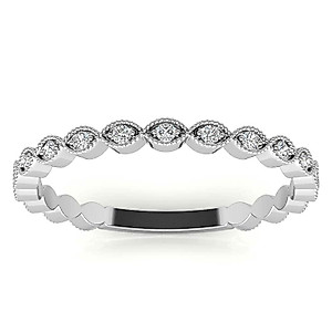 Excellent Round Brilliant Cut 0.12 Carat, Moissanite Diamond Promise Band, Prong Set, Eternity Sterling Silver Bands, Valentine's Day Jewelry Gift, Customized Band (10)