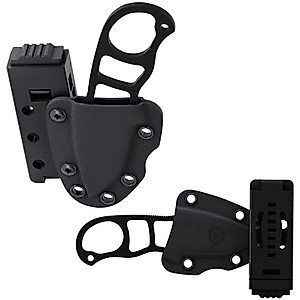 Off-Grid Knives - Compact EDC Fixed Blade Knife with Cryo D2 Steel, Paracord Rope, Neck Knife, Belt Clip, Scout & Vertical Carry, Kydex Sheath (Blackout)