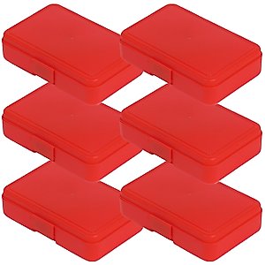 Deflecto Pencil Box, 7.97” x 5.43” x 2.02”, Red 6 Count