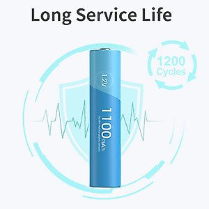 Deleepow AAA Batteries Rechargeable 1100mAh Nimh AAA Rechargeable Batteries 8-Pack 1.2V 1200 Cycles with USB-C and Micro USB 2 Charge Port LCD Charger