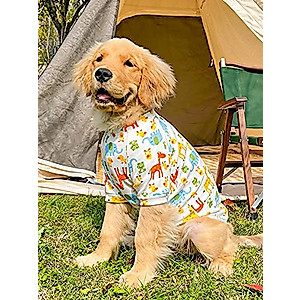 Milumia Pet Cute Cartoon Print Pajamas for Medium Large Dogs Shirts Pet Clothes Outfits Multicolor 3X-Large Plus