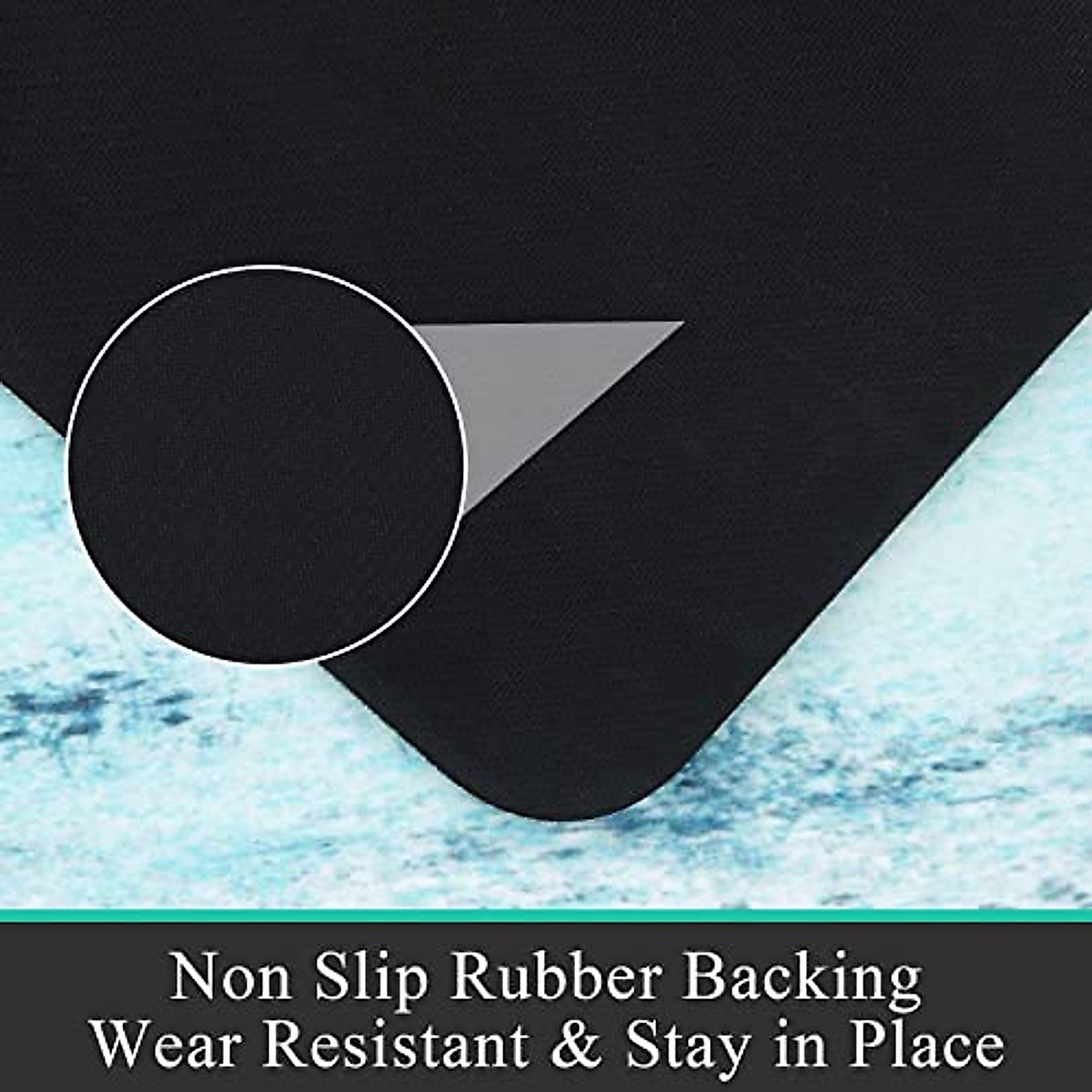 Pauwer Kitchen Rug Sets 3 Piece with Runner Farmhouse Kitchen Rugs and Mats Non Skid Washable Cushioned Kitchen Area Rug Floor Mat Waterproof Runner Rugs for Hallway Kitchen Laundry Room, Turquoise