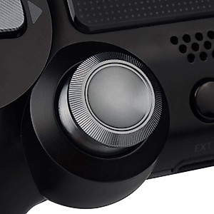 eXtremeRate Black Aluminum Analog Thumbsticks & Bullet Buttons & D-pad Replacements Kits Metal Buttons for ps4 Slim Pro Controller