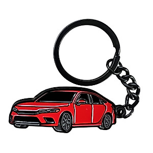 JDIRECT Sleek Metal Keychain Compatible With Honda Civic - Fits All Models, For Honda Civic Accessories, Gifts, 2022,2023,2024 Keyrings (Red)