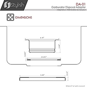 Stainless Steel Kitchen Sink Garbage Disposal Adapter for Square Drain Hole, DA-01