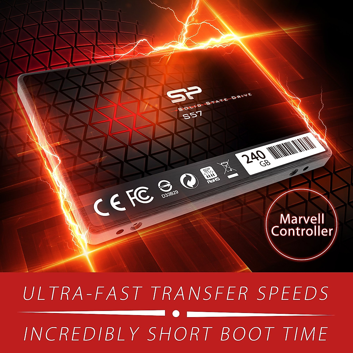 Silicon Power/Marvell Controller 240GB S57 (SLC Cache Performance Boost) SATA III Internal Solid State Drive- Free-download SSD Health Monitor Tool Included (SP240GBSS3S57A25AE)