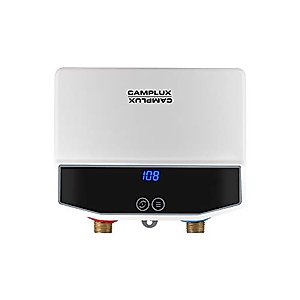 CAMPLUX Tankless Water Heater Electric with LED Display 120V Instant Water Heaters Under Sink 3.5kw TE04