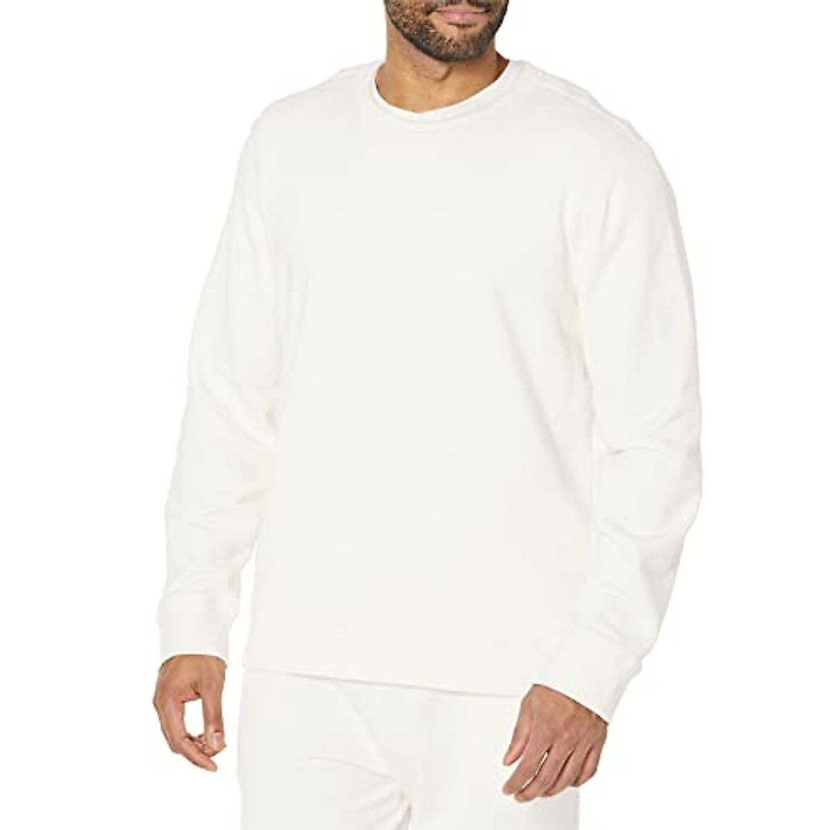 Amazon Essentials men's Crewneck Sweatshirt, Lightweight Long-Sleeve French Terry, Eggshell White, X-Small, (Available in Big & Tall)