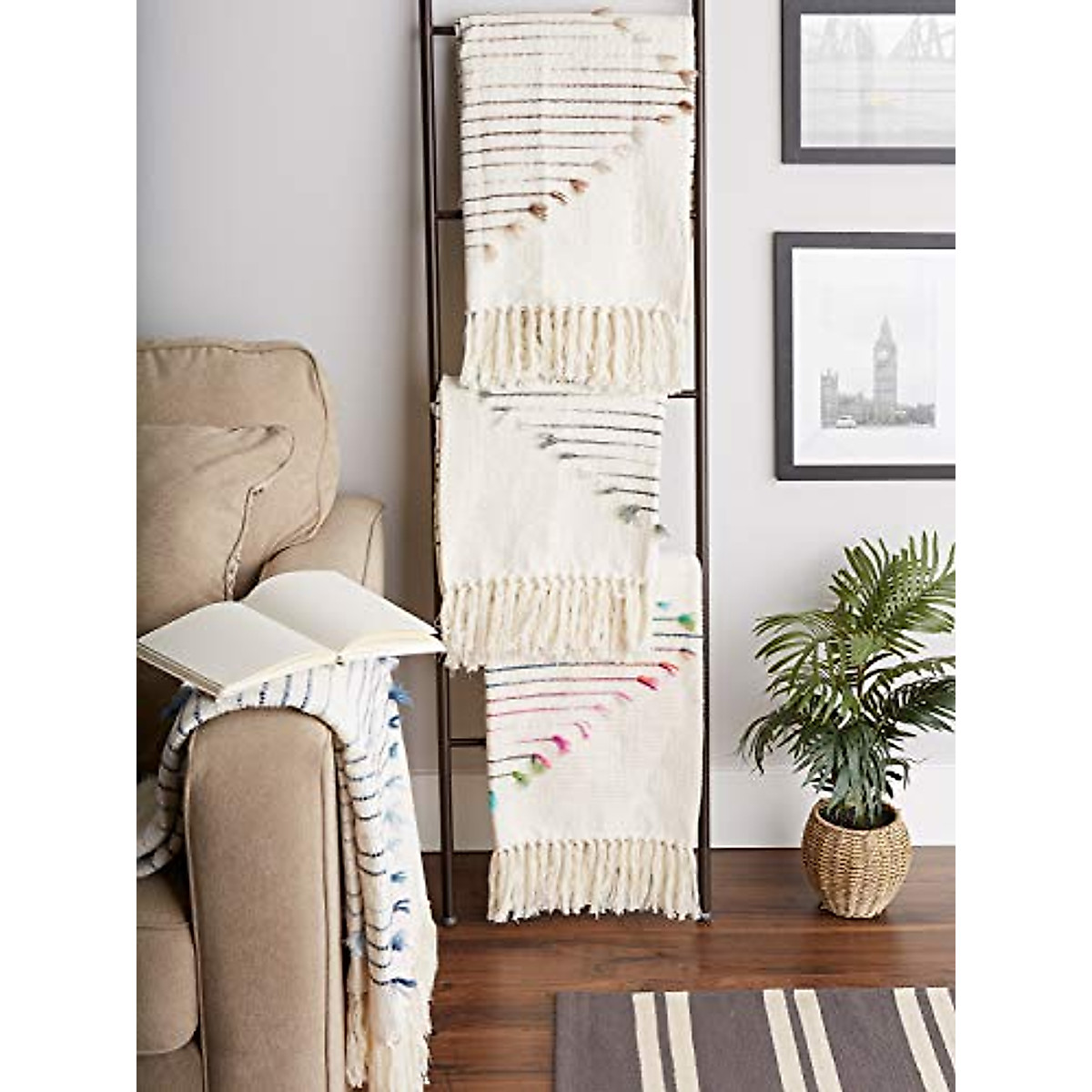 DII Multi Color Diamond Cut Throw, 50x60 with 2.5" Fringe