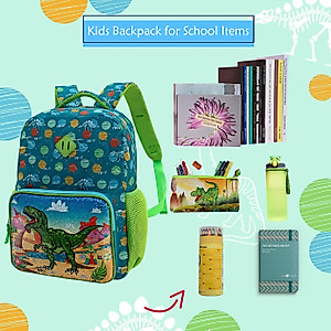 HAPPYSUNNY Dinosaur Backpack for Kids 3-5 or 5-7 Boys Girls with Reversible Sequins 15 Inch Green Cute Bookbags for Preschool Early Elementary Kindergarten Children with Chest Strap