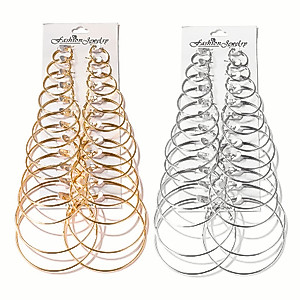 Hoop Earrings for Women Gold Silver Plated Hoop Earrings Set Small Huggie Hoops Multipack Jewelry Earring Sets 12 Pairs -Silver