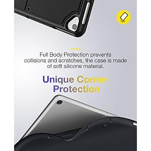 Sounwill for iPad Pro 12.9 Case with Keyboard Compatible for iPad Pro 12.9" 2015/2017, Ultra-Thin PU Leather Silicon Rugged Shock Keyboard Stand Case with Pencil Holder (Not Fit for 2018 iPad)-Black