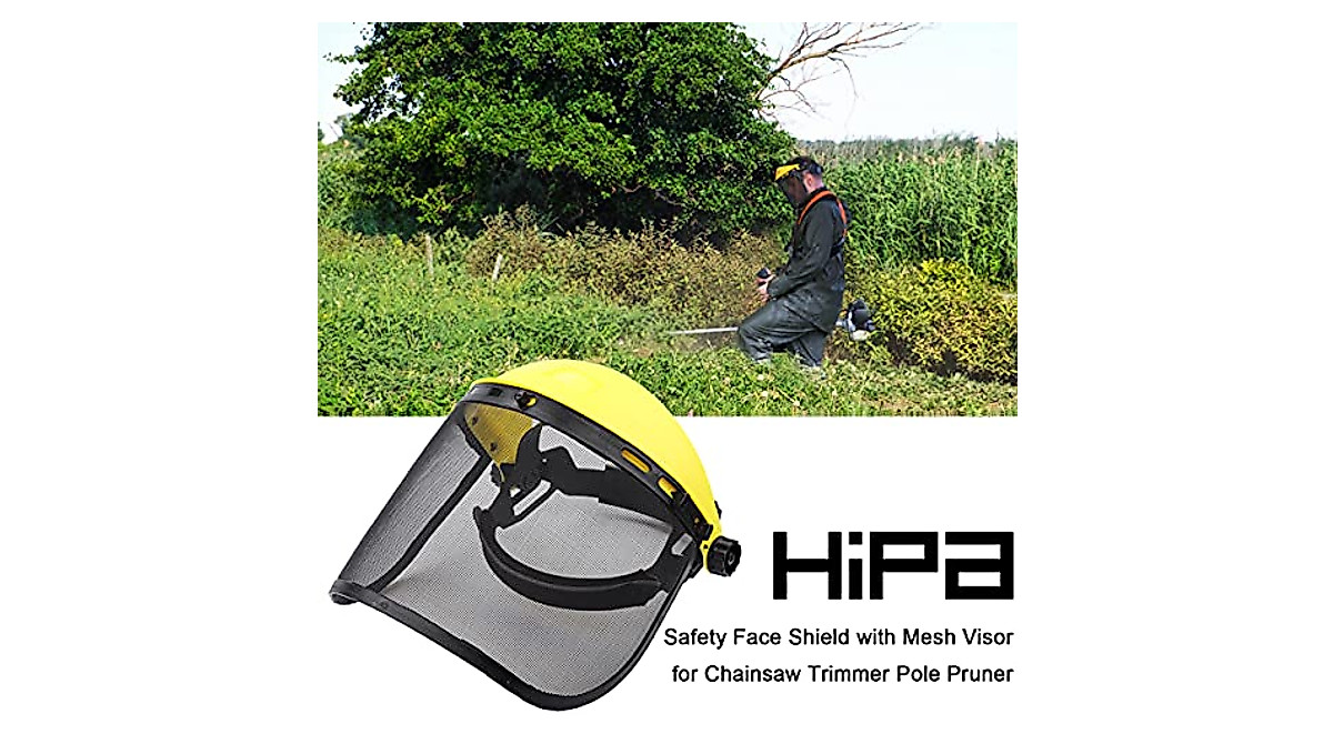Hipa Safety Face Shield with Mesh Visor for Chainsaw Trimmer Pole ...