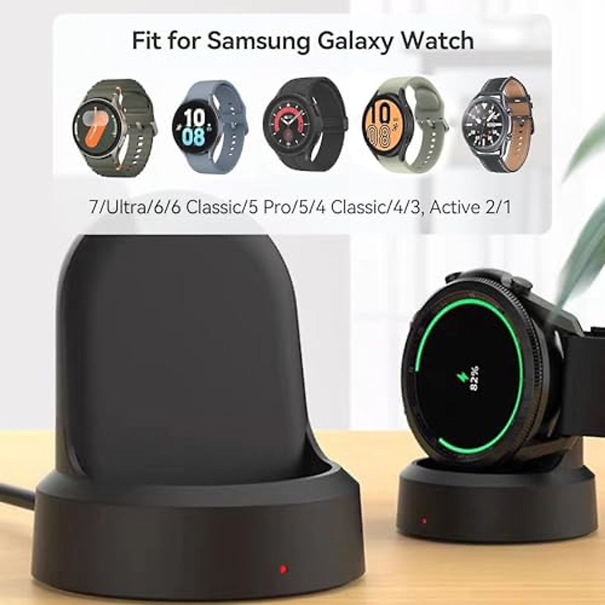 Charger Dock for Samsung Glaxy Watch 7/Ultra/6/6 Classic/5 Pro/5/4/4 Classic/3, Active 2/1, Ukiism Fast Charging Stand Magnetic Dock Charging Station for Samsung Galaxy Watch 7/ Ultra