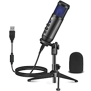 FANTECH Leviosa RGB USB Condenser Gaming Microphone, Streaming Microphone for PC, PS4, PS5 and Mac, Cardioid, Tripod, Pop Filter, Mute/Gain/Echo Control, Voice Over, Podcasts, Twitch, YouTube, Discord