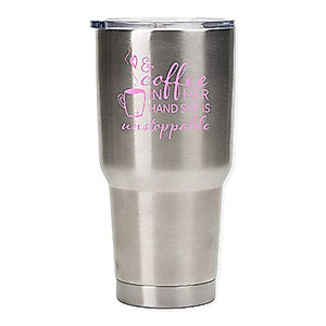 Elanze Designs With Jesus And Coffee Unstoppable Stainless Steel 30 oz Travel Mug with Lid