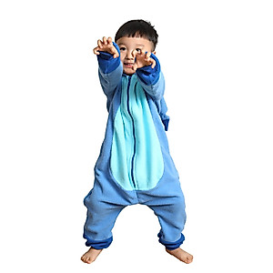 OGU' DEAL Kids Halloween Onesie Animal Pajamas Cosplay One Piece Costumes Cartoon Outfits Jumpsuit for Boys Girls Blue