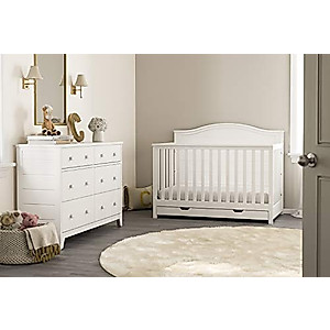 Stork Craft STORKCRAFT Moss 6 Drawer Double Kids Bedroom Dresser, 17.05x48.07x34.49(LxWxH) inches (Pack of 1), White