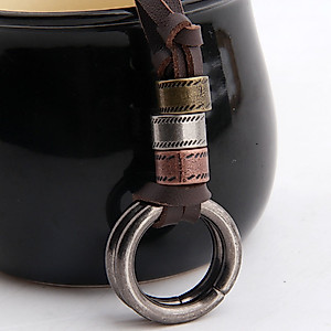 BNQL Eyeglass Holder Necklace O Ring Adjustable Leather Strap Necklace (A)