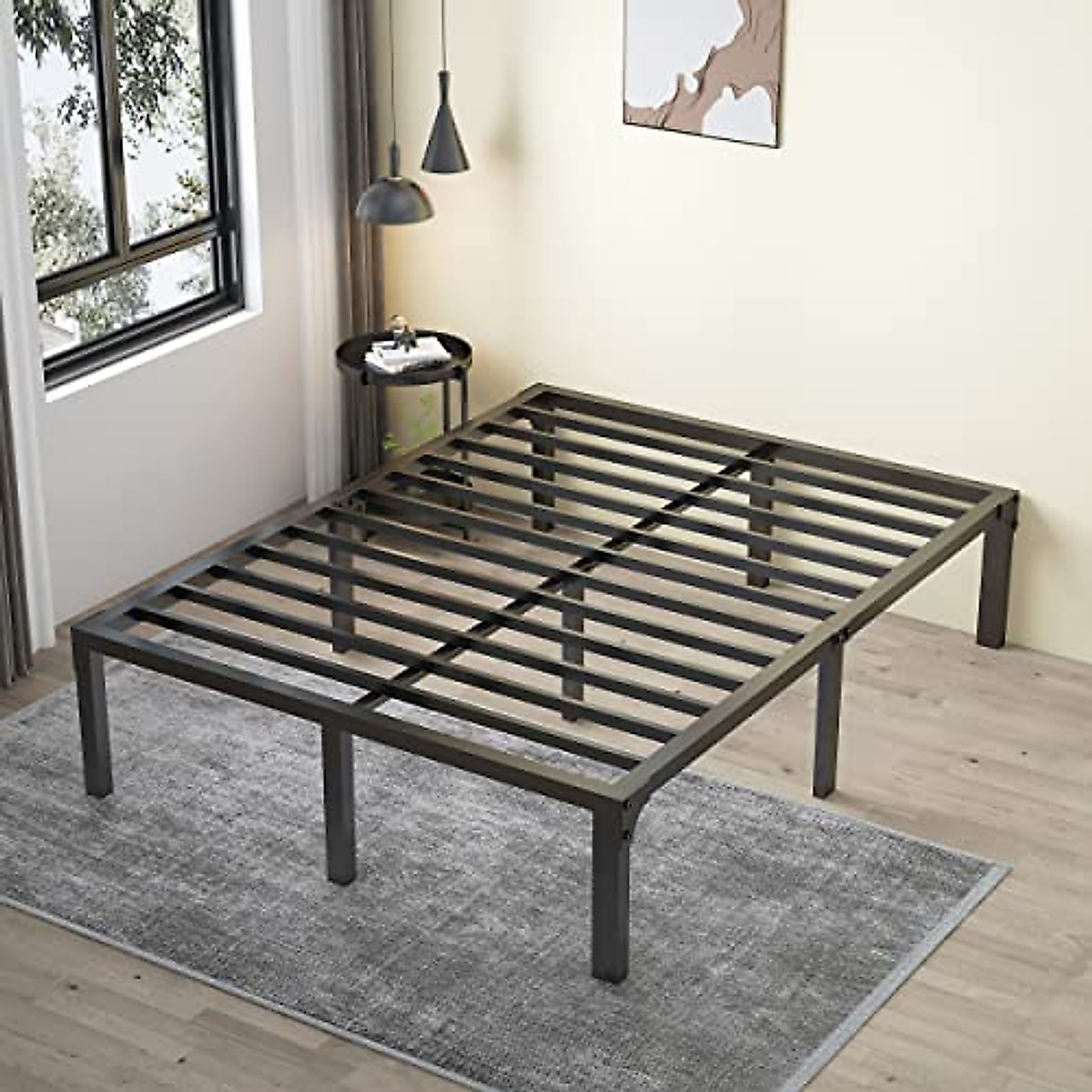 MAF 14 Inch Metal Platform King Bed Frame, Heavy Duty Black Bed Frame with Steel Slats Support, No Box Spring Needed, Noise Free, Easy Assembly