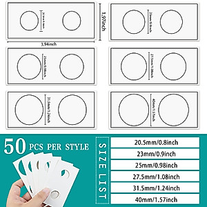 Nexxxi 300 Pcs Cardboard Coin Holder, 6 Sizes 2" x 2" Currency Holders for Coin Collection Supplies
