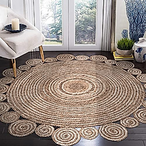 Lr Home Ox Bay Organic Jute Spiral Area Rug, Bleach and Natural, 4' Round