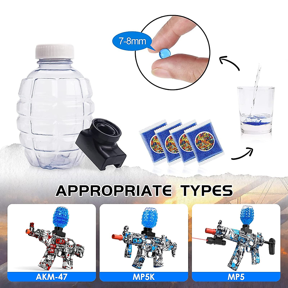 Anstoy Gel Ball Blaster Parts Tool Accessories Including - 20000 pcs Gel Balls | 2 pcs Pineapple Bottle | 2 pcs Bottle Holder