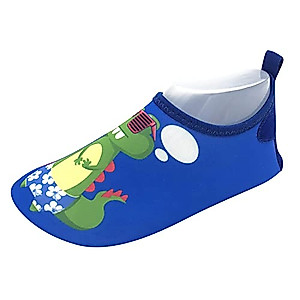 Children Thin and Breathable Swimming Shoes Water Park Cartoon Rubber Soled Beach Socks Toddler High Top Canvas Sneaker (Green, 5.5-6 Years Little Child)