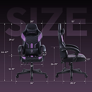 Dowinx Gaming Chair with Pocket Spring Cushion, Ergonomic Computer Chair High Back, Reclining Game Chair Pu Leather 350LBS, Purple
