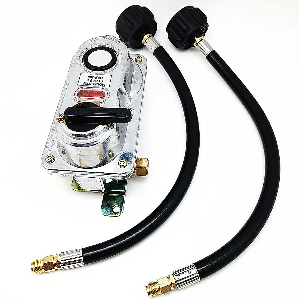 RV Propane Regulator 2 Stage Auto Changeover Propane Regulator with hose, Dual Propane Tank Regulator for RV Trailers Camper