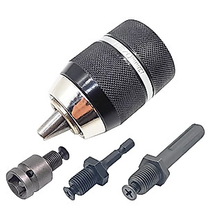 PATUOPRO 1.5-13mm Keyless Drill Chuck Metal Heavy Duty 1/2''-20UNF with SDS-Plus Shank 1/4" Hex Shank 1/2” Socket Square Wrench Adapter for Impact Wrench, Electric Drill, Hammer Drill