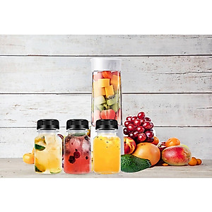 12 Pcs Plastic Juice Bottle, Reusable Drink Containers, For Juice, Milk, Smoothie And Other Drinks, With Black Lid, 3 OZ