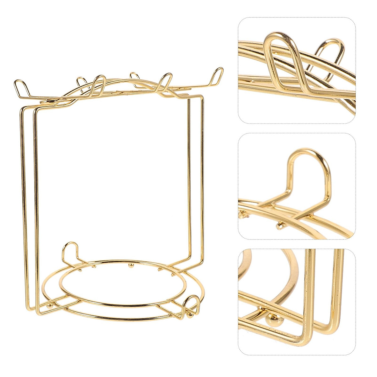 Cabilock Coffee Cup Holder with 6 Hooks, Stainless Steel Cup Holder Stand, Coffee Counter Bar Accessory (Golden)