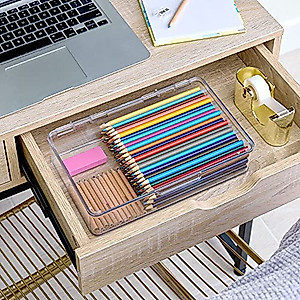 iDesign Kitchen Binz BPA-Free Plastic Stackable Organizer Box with Lid - 7.26" x 10.75" x 2.37", Clear