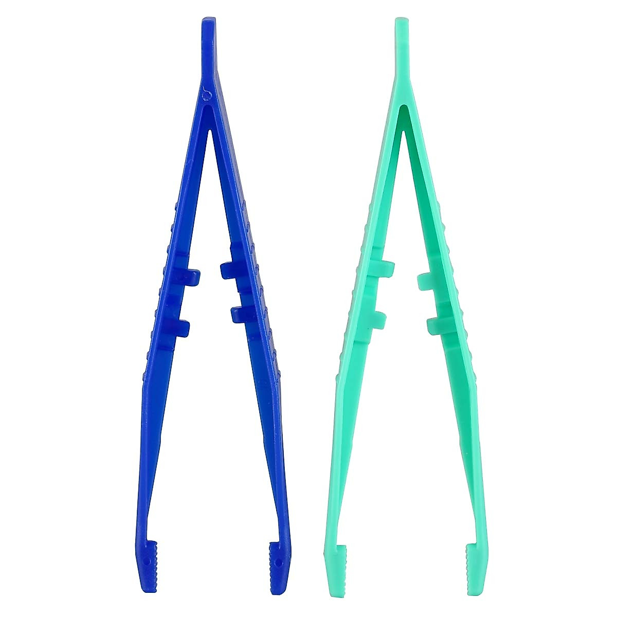 BinaryABC Disposable Plastic Tweezers Beads Medical Craft Tweezers,12Pcs(Blue and Green)