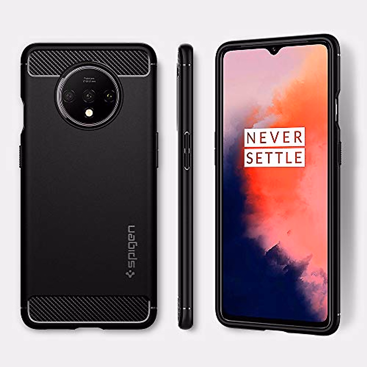 Spigen Rugged Armor Designed for OnePlus 7T Case (2019) - Matte Black