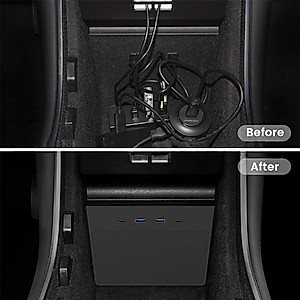 CALIDAKA 5 in 1 Ports Tesl-a Model 3 Model Y USB Hub, Dashcam and Sentrys Mode Viewer USB-C Hub Dongle USB Tesl-a M 3 My Accessories, Custom Designed for Tesl-a Model 3/Y 2020 June Produce